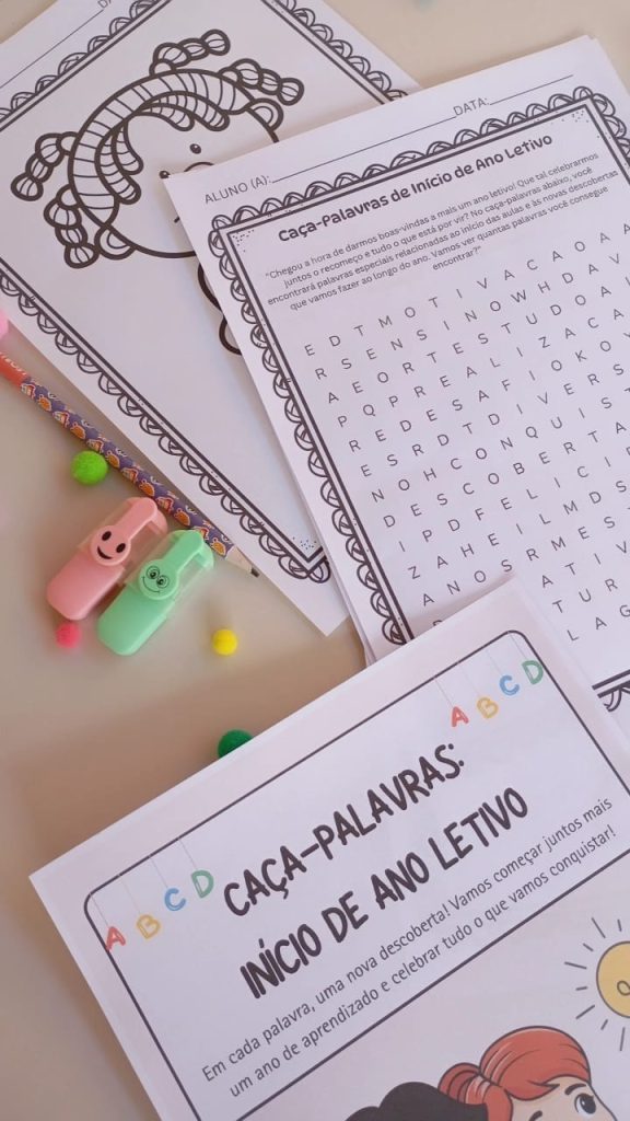 CAÇA-PALAVRAS: INÍCIO DE ANO LETIVO – Professora Sonieli – Recursos ...